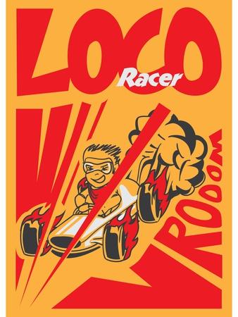 'Retro Poster Cartoon Vintage Race Car Loco Racer' Art Print - pedro ...