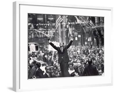 Richard Nixon Giving Victory Sign at Presidential Campaign Rally ...