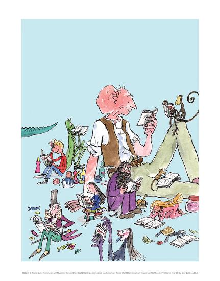 Roald Dahl Characters Reading Art Print by Quentin Blake | Art.com
