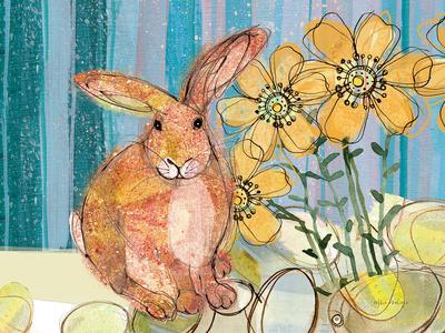 'Floppy Bunny - Yellow Flowers' Art Print - Robbin Rawlings | Art.com