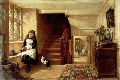 'An Interior with a Girl Playing with Cats' Giclee Print - Robert ...