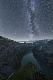 'Milky Way in the starry night sky over lake Limmernsee, aerial view ...