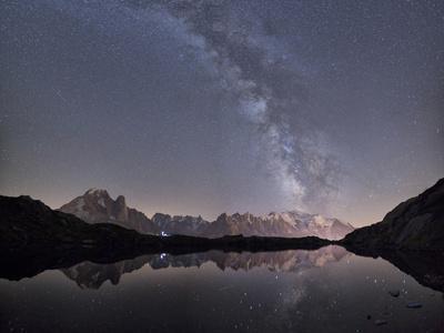 'Starry Sky over Mont Blanc Range Seen from Lac Des Cheserys, Haute ...