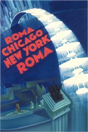'Roma, Chicago, New York Roma, Travel Poster' Art Print | Art.com