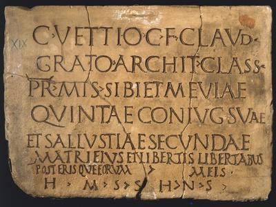 'Roman Civilization, Epigraph of the Naval Engineer Vettio Grato on a ...