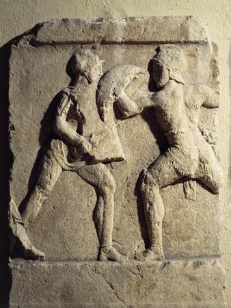'Roman Civilization. Relief Portraying Clash Between Gladiators' Giclee ...