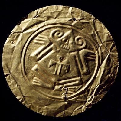 Round Gold Breastplate Showing Zoomorphic Style Motifs in the Center ...