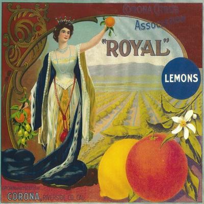 'Royal Orange Label - Corona, CA' Art Print - Lantern Press | Art.com