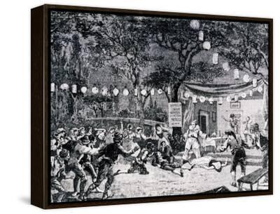 Sketch Depicting Final Scene of Opera Pagliacci, 1892 Framed Stretched ...
