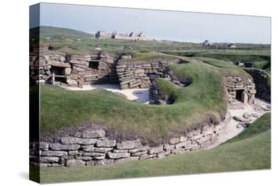 Ruins of a Prehistoric Neolithic Village of Skara Brae Stretched Canvas ...