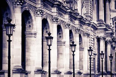 Lamp Posts and Columns at the Louvre Palace, Paris, France Photographic ...