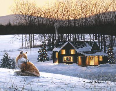 'Fox and Cabin' Giclee Print - Russell Cobane | Art.com