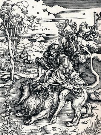 'Samson Rending the Lion, 1497' Giclee Print - Albrecht Dürer | Art.com