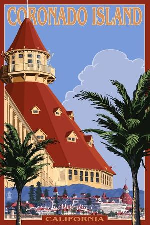 'San Diego, California - Hotel Del Coronado' Art Print - Lantern Press ...