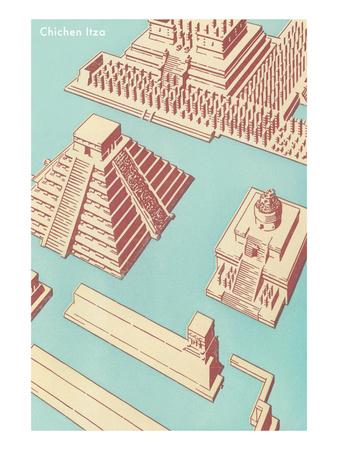 'Schematic Drawing of Chichen Itza' Art Print | Art.com