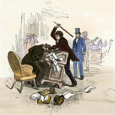 'Senator Preston Brooks Assaulting Senator Charles Sumner During an ...