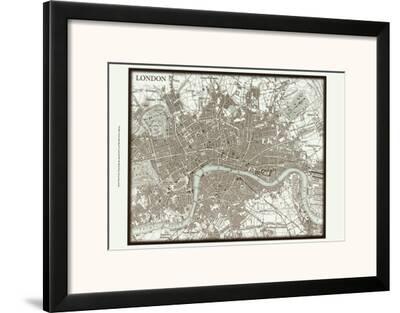 'Sepia Map of London' Framed Art Print | Art.com