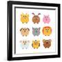 'Set of Cute Animals Rounded Shape. Round Animals. Illustration' Art ...