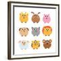 'Set of Cute Animals Rounded Shape. Round Animals. Illustration' Art ...