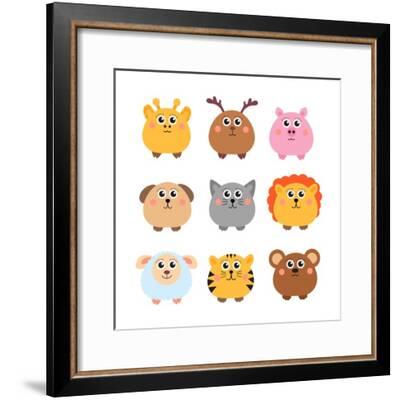 Set of Cute Animals Rounded Shape. Round Animals. Illustration Art ...