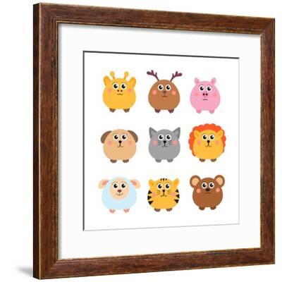 Set of Cute Animals Rounded Shape. Round Animals. Illustration Art ...