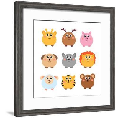 Set of Cute Animals Rounded Shape. Round Animals. Illustration Art ...