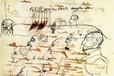 Sheet with drawing of the execution of the Decembrists, 1826-1827 ...