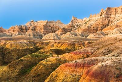 'Layers of striated round hoodoos reflecting sunset against the deep ...