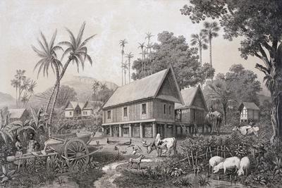 Siamese Laos Village of Traditional Houses in Stilts Giclee Print | Art.com
