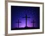 'Silhouetted Crosses Against Star-Filled Sky' Photographic Print ...