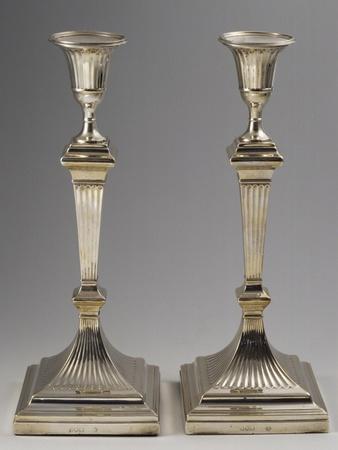 Silver Candlesticks, London 1896, William Hutton and Sons Silversmith ...