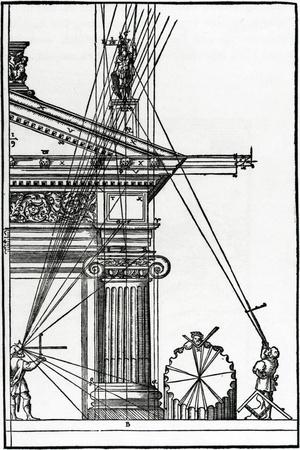 'Sixteenth Century Woodcut of Engineers Surveying a Classical Building ...