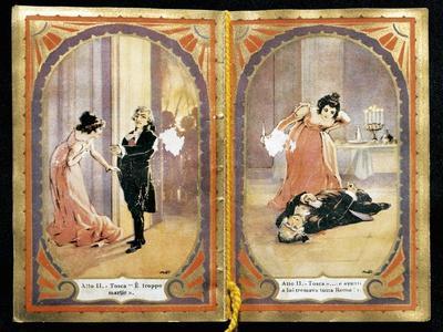 Small Calendar Illustrating Scenes from Tosca, Opera by Giacomo Puccini ...
