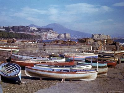 'Small Fishing Boats on the Shore of Naples Harbor During WWII ...