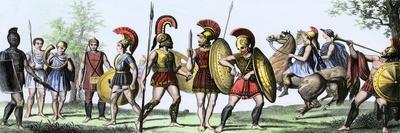 'Soldiers of Ancient Greece with their Weapons and Armor. Coloured ...