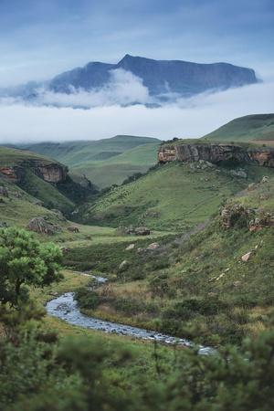 South Africa, Ukhahlamba Drakensberg National Park, Landscape around ...