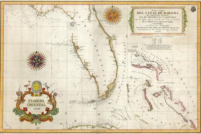 'Spanish Map of Florida and the Bahamas, 1805' Giclee Print | Art.com