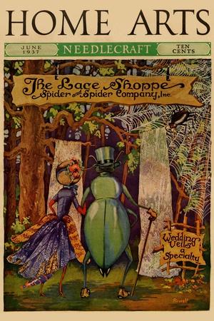 'Spiders Personified Manufacture Lace' Art Print | Art.com