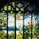 Stained-Glass Window Decorated with the Hudson River Giclee Print | Art.com