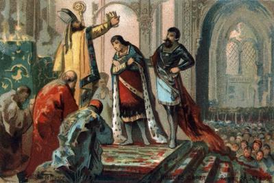 'Illustration of Hugh Capet Crowning His Son, Robert II the Pious ...