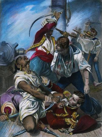 'Stephen Decatur Fighting Algerian' Giclee Print | Art.com