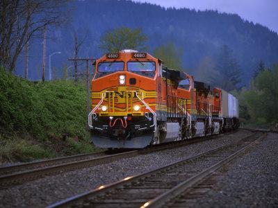 'Freight Train Moving on Tracks, Stevenson, Columbia River Gorge ...