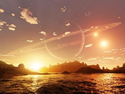 'A Scene On a Distant Moon Orbiting a Gas Giant in a Trinary Star ...