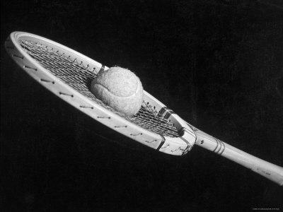 'Stop Action Shot of Ball Impacting Tennis Racquet' Photographic Print ...
