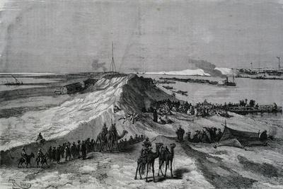 Suez Canal at El Qantara, Syrian Caravans Waiting to Cross, Egypt ...