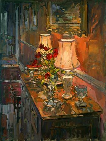 'Lamp and Tulips (Oil on Canvas)' Giclee Print - Susan Ryder | Art.com