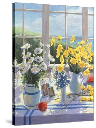 Yellow Daisies Stretched Canvas Print - Suzanne Hoefler | Art.com