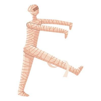 Funny Mummy in White Bandages Walking Somewhere on a White Background ...