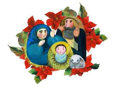 Christian Christmas Hand Drawn Illustration Nativity Scene: Mary ...