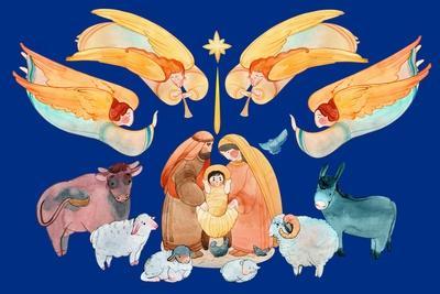 'Christmas Watercolor Illustration of the Nativity Scene: the Newborn ...